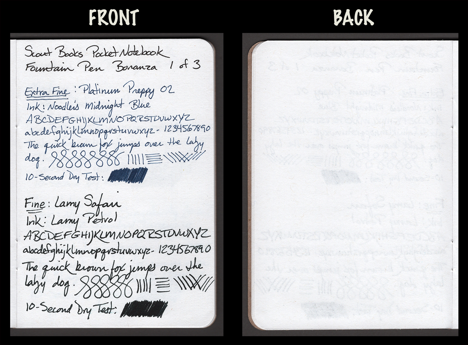 Scout Books Pocket Notebook Page Scan – Fountain Pens 1 of 3
