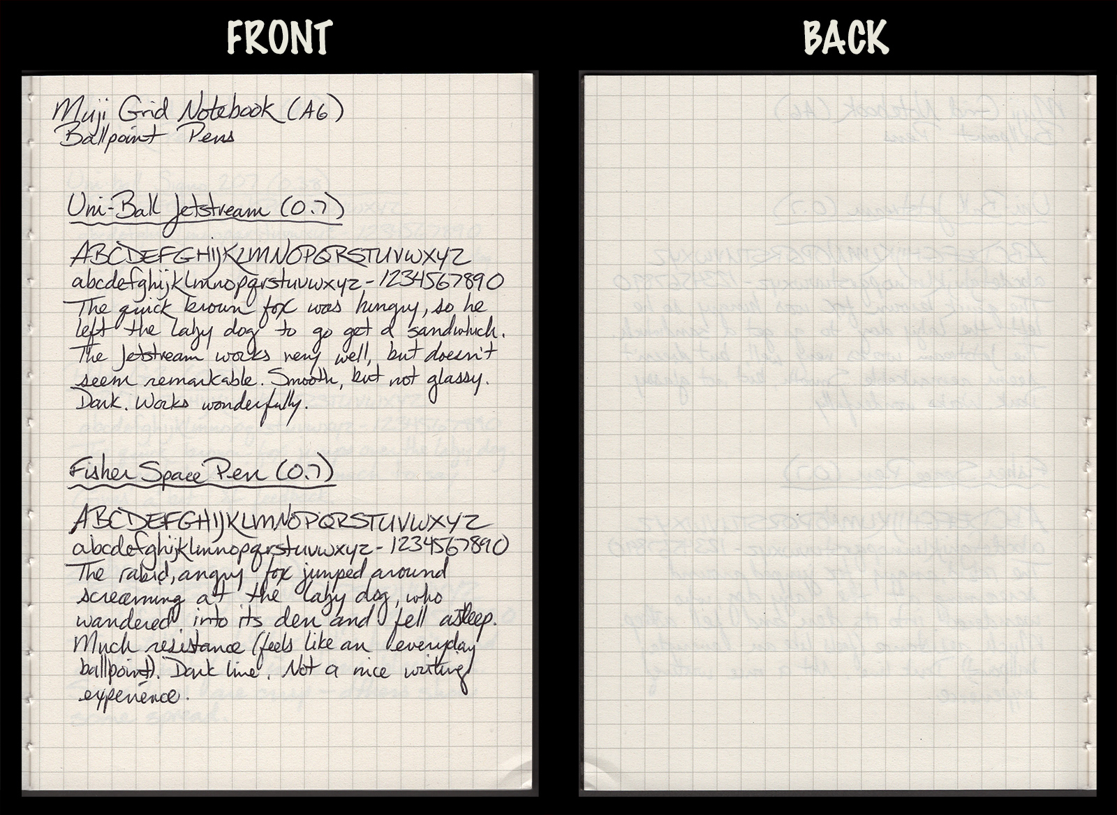 Muji A6 Grid Notebook Page Scan – Ballpoint Pens