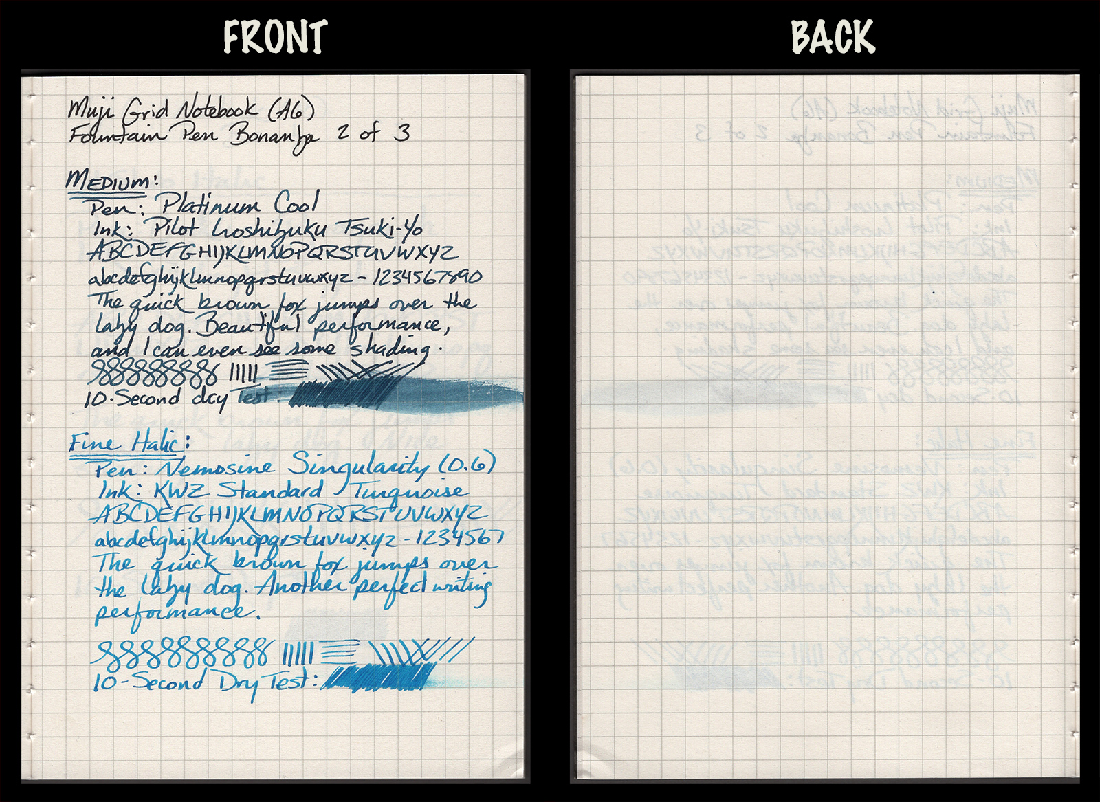 Muji A6 Grid Notebook Page Scan – Fountain Pens 2 of 3